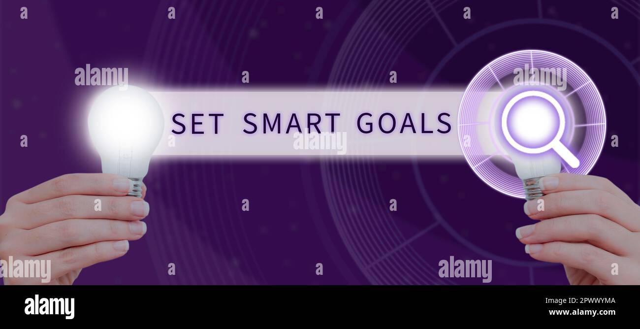 Conceptual caption Set Smart Goals, Word Written on Establish ...