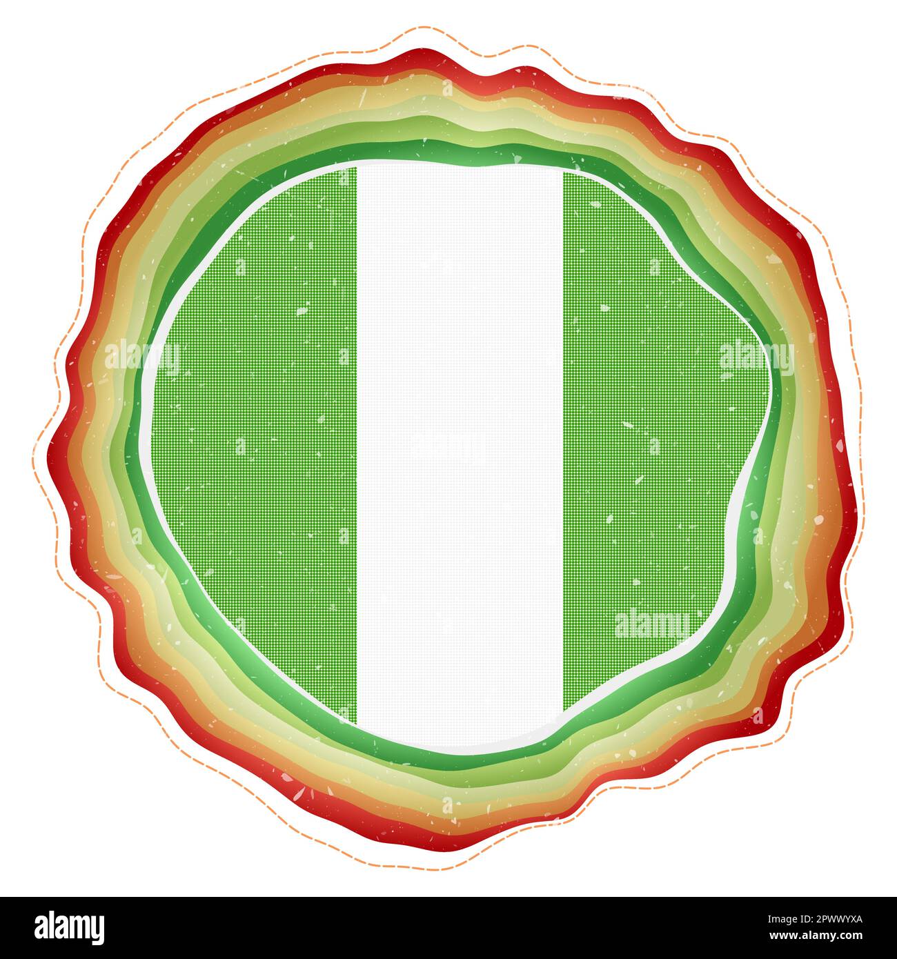 Nigeria flag in frame. Badge of the country. Layered circular sign around Nigeria flag ...