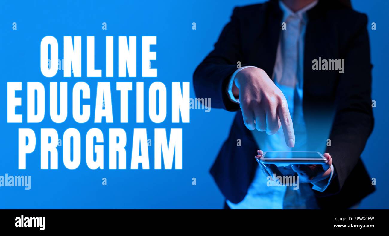Conceptual caption Online Education Program, Business idea Software ...