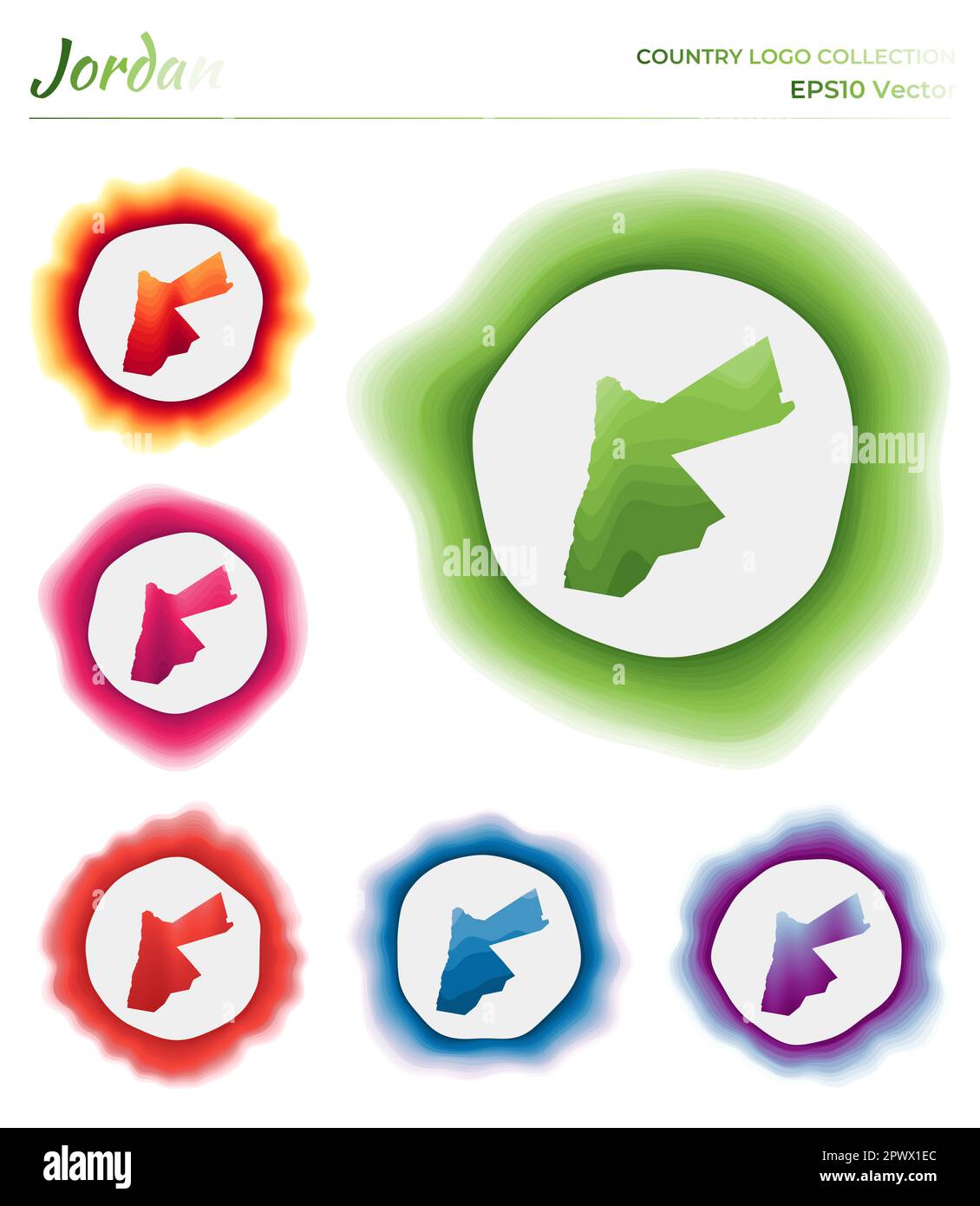 Jordan logo collection. Colorful badge of the country. Layers around ...