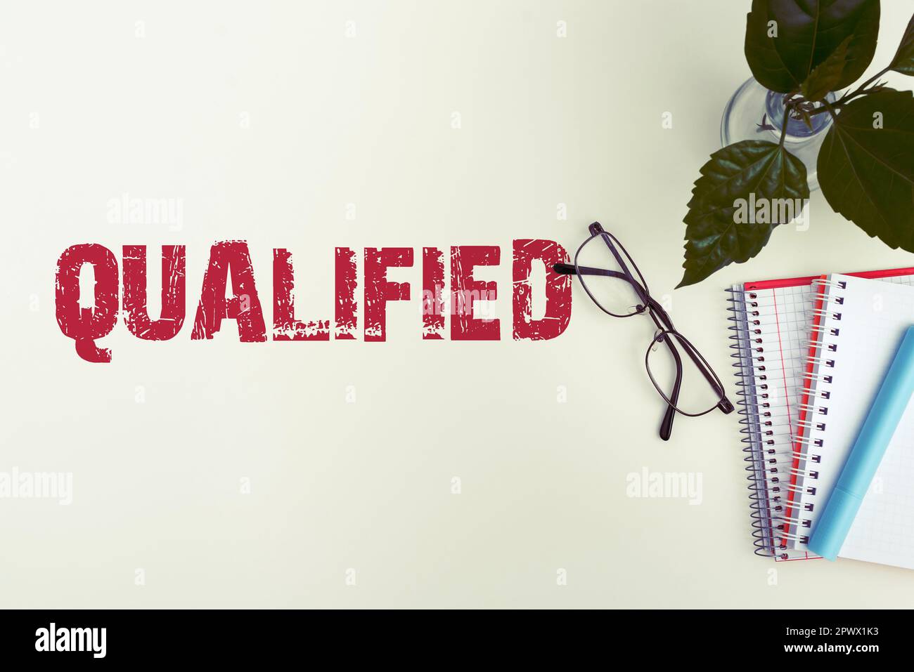 Text caption presenting Qualified, Conceptual photo Officially trained ...