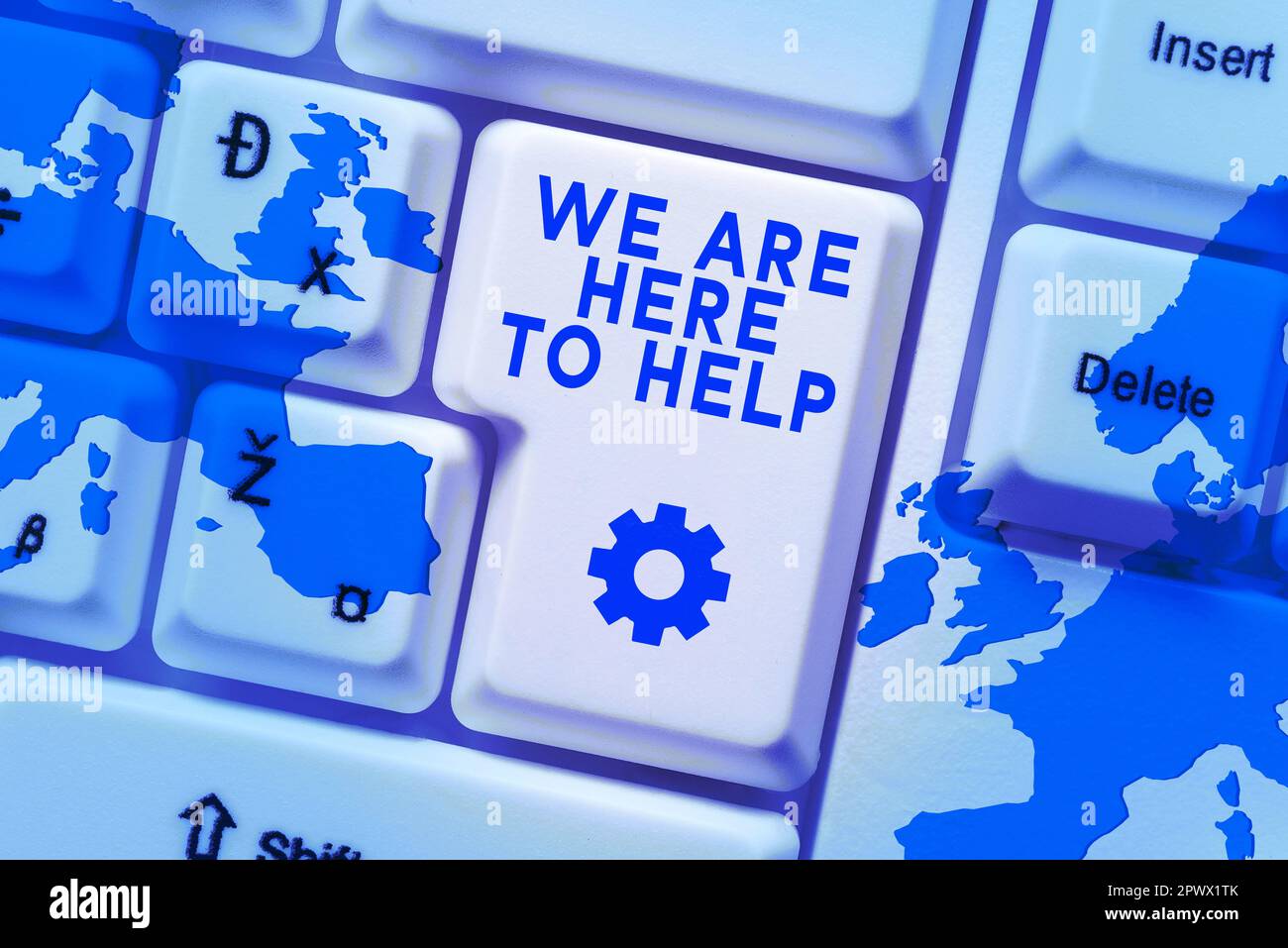 Text sign showing We Are Here To Help, Business overview Someone who is ...