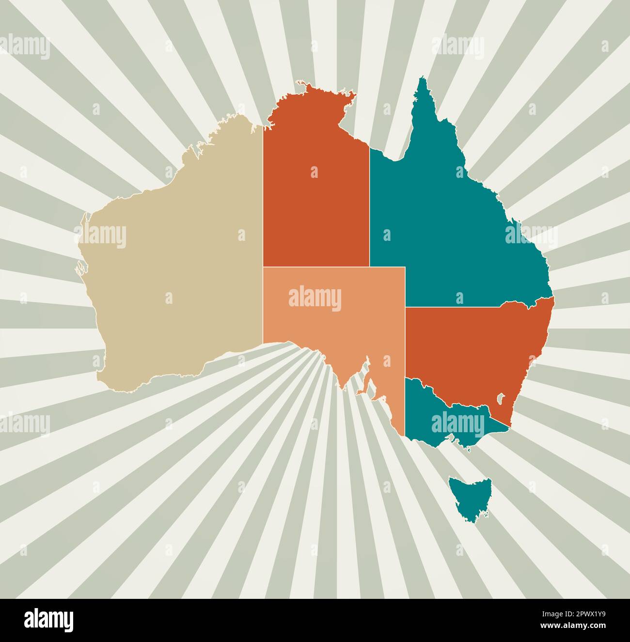 Australia map. Poster with map of the country in retro color palette ...