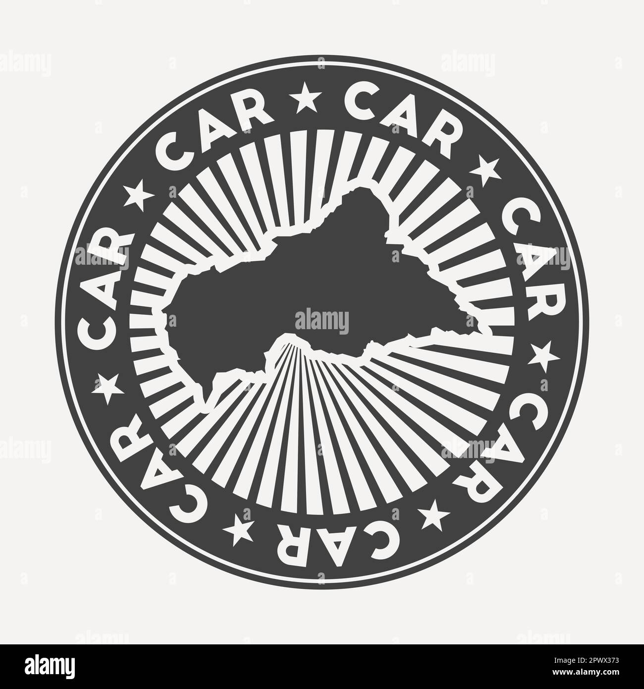 CAR round logo. Vintage travel badge with the circular name and map of country, vector ...