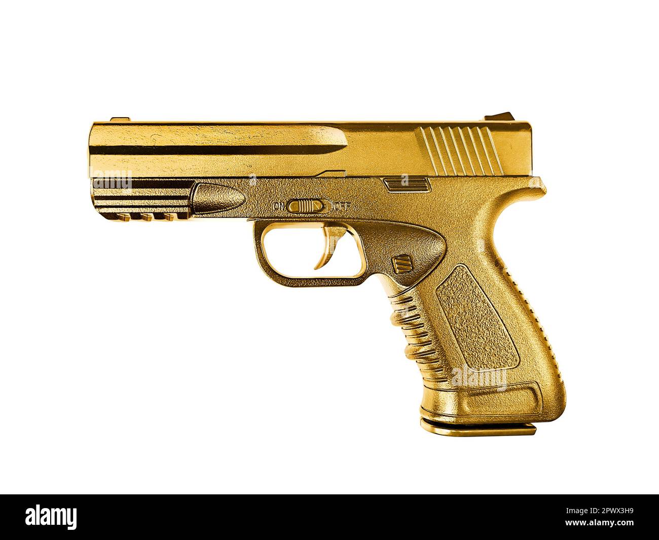 gun gold metal isolated on white background Stock Photo - Alamy
