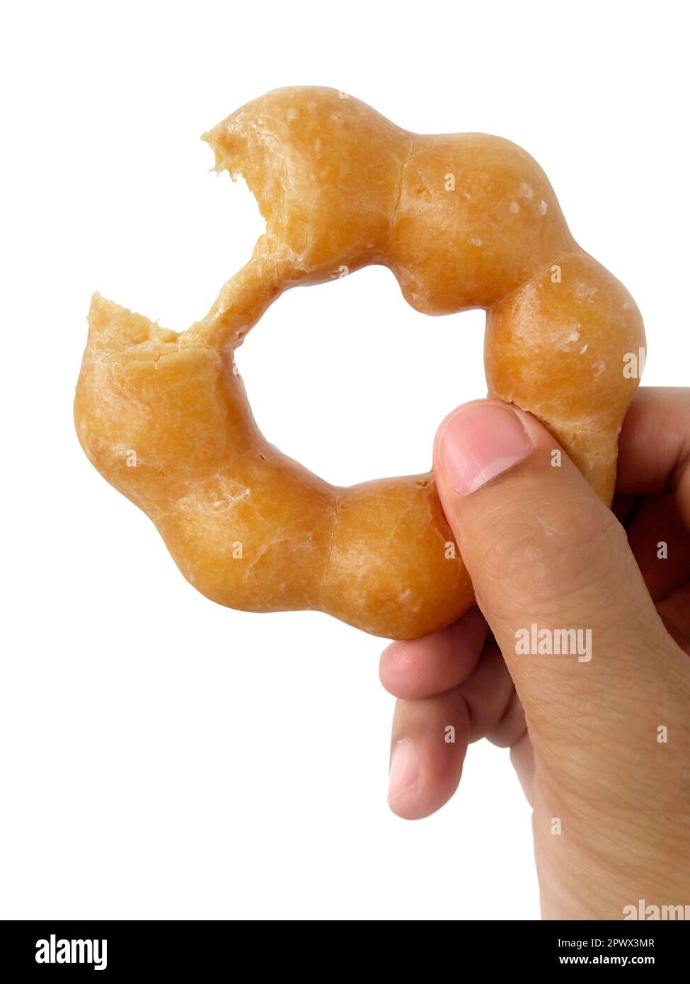 donut in man's hand isolated on white background Stock Photo - Alamy