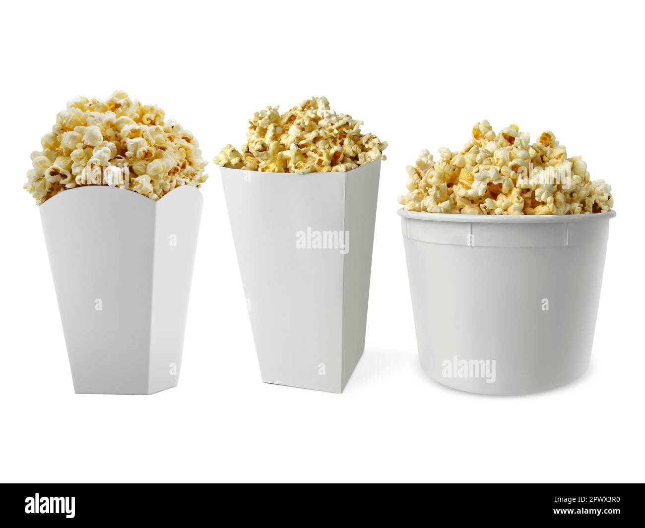 Popcorn in box isolated on white background Stock Photo - Alamy