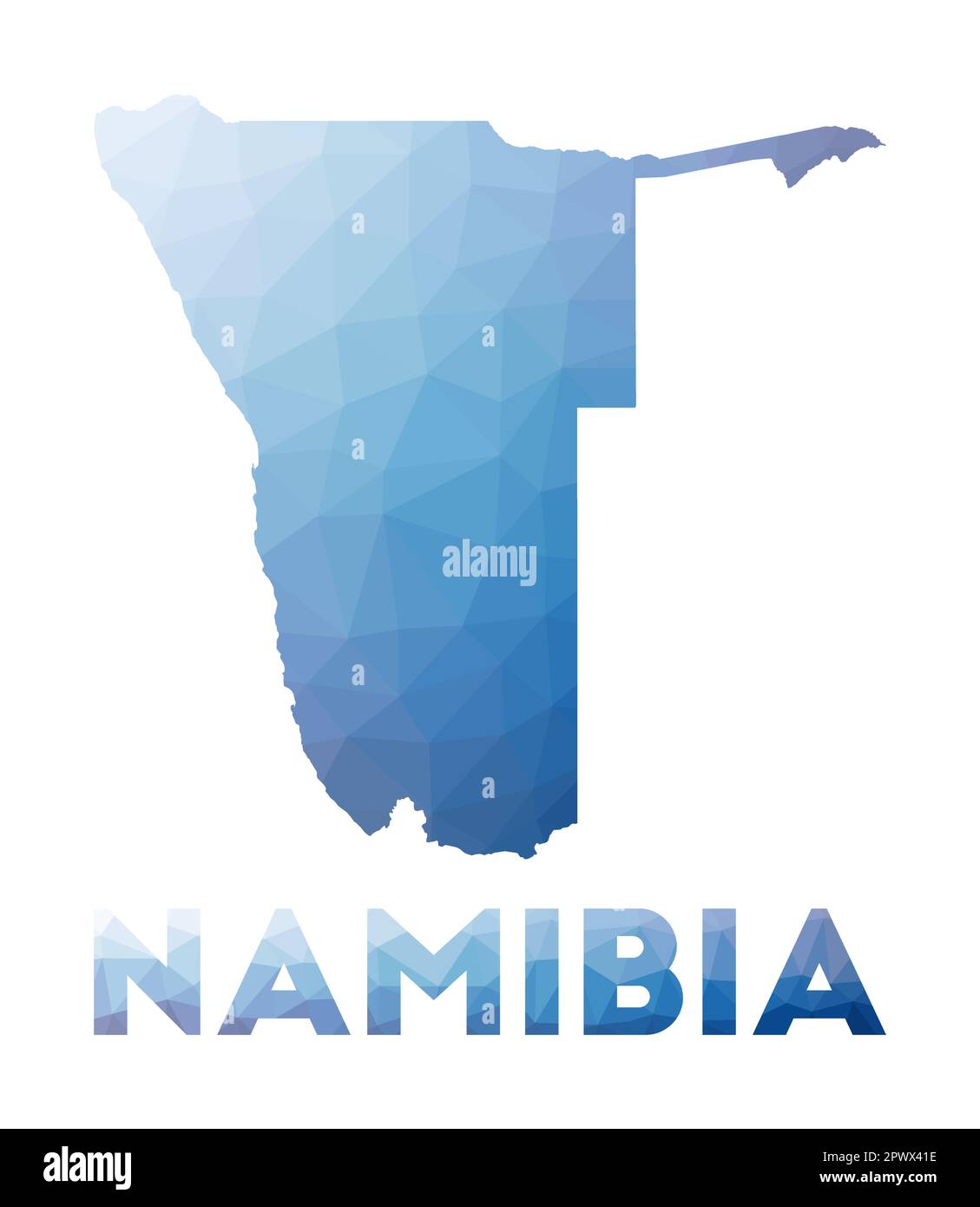 Low poly map of Namibia. Geometric illustration of the country. Namibia ...