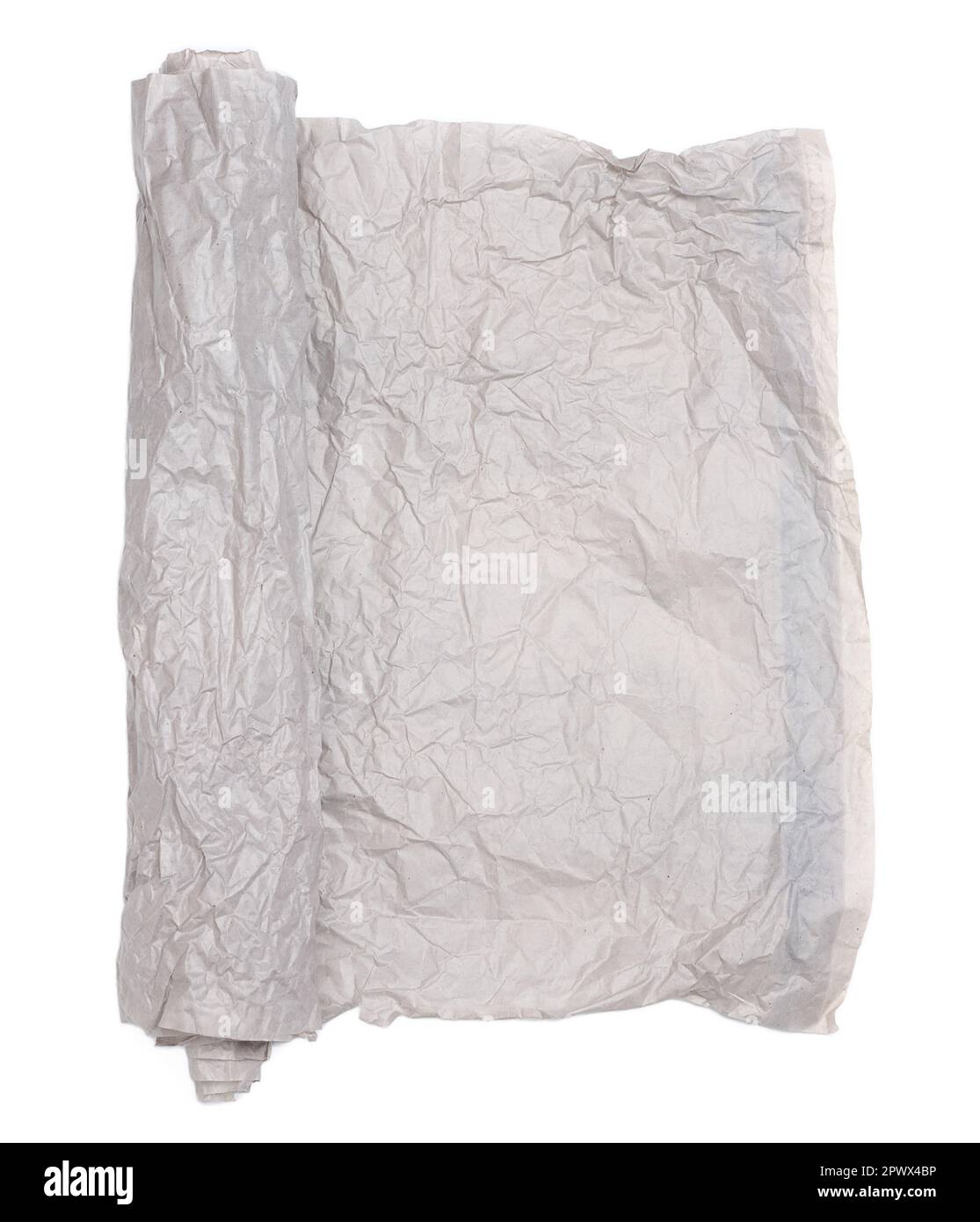 Roll of gray crumpled paper isolated on white background Stock Photo ...