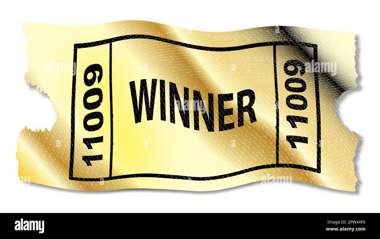 An golden ticket proclaiming a winner on a white background Stock Photo ...