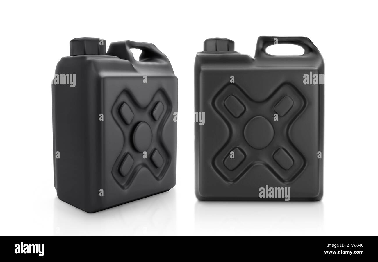 blank packaging black plastic gallon isolated on white background. 3D ...