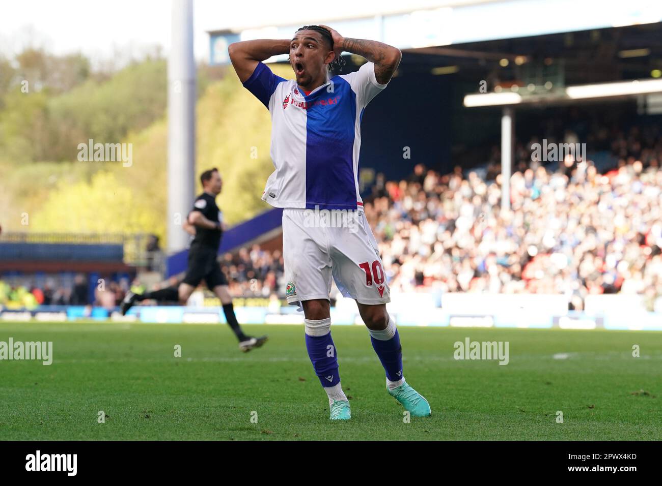 Blackburn Rovers’ Tyrhys Dolan reacts after a missed chance during the ...