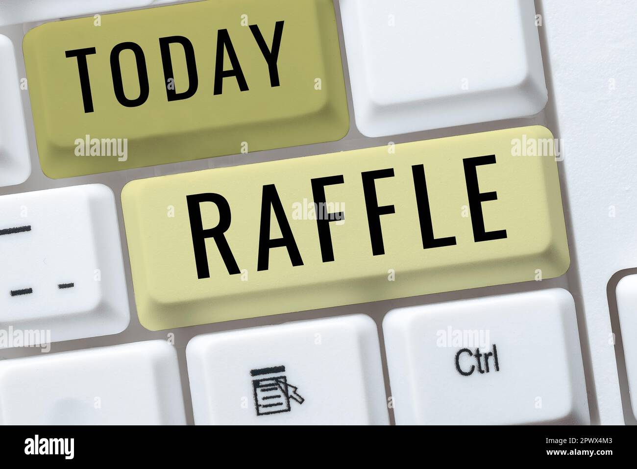 Sign displaying Raffle, Business overview means of raising money by ...