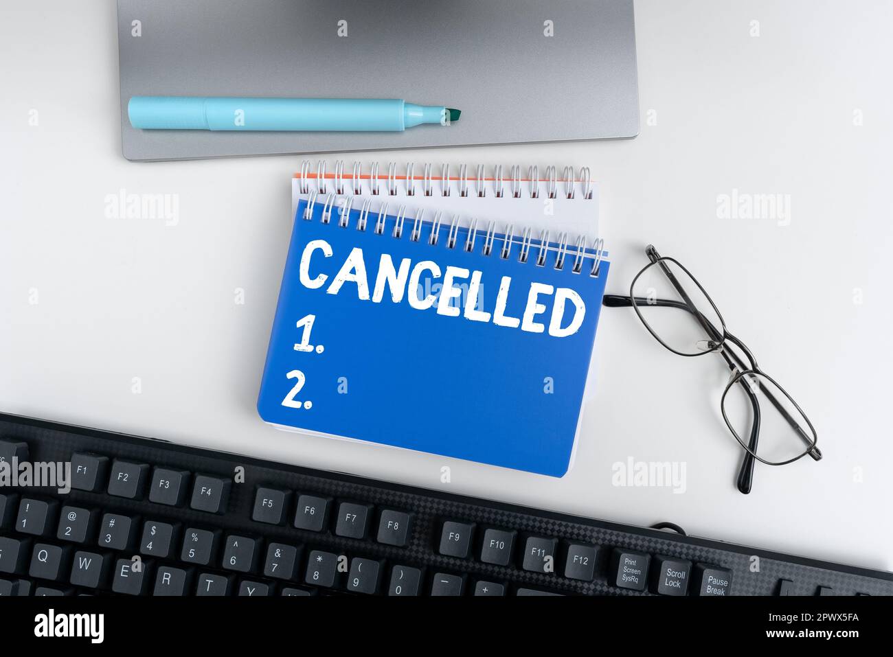 Inspiration showing sign Cancelled, Word Written on decide or announce ...