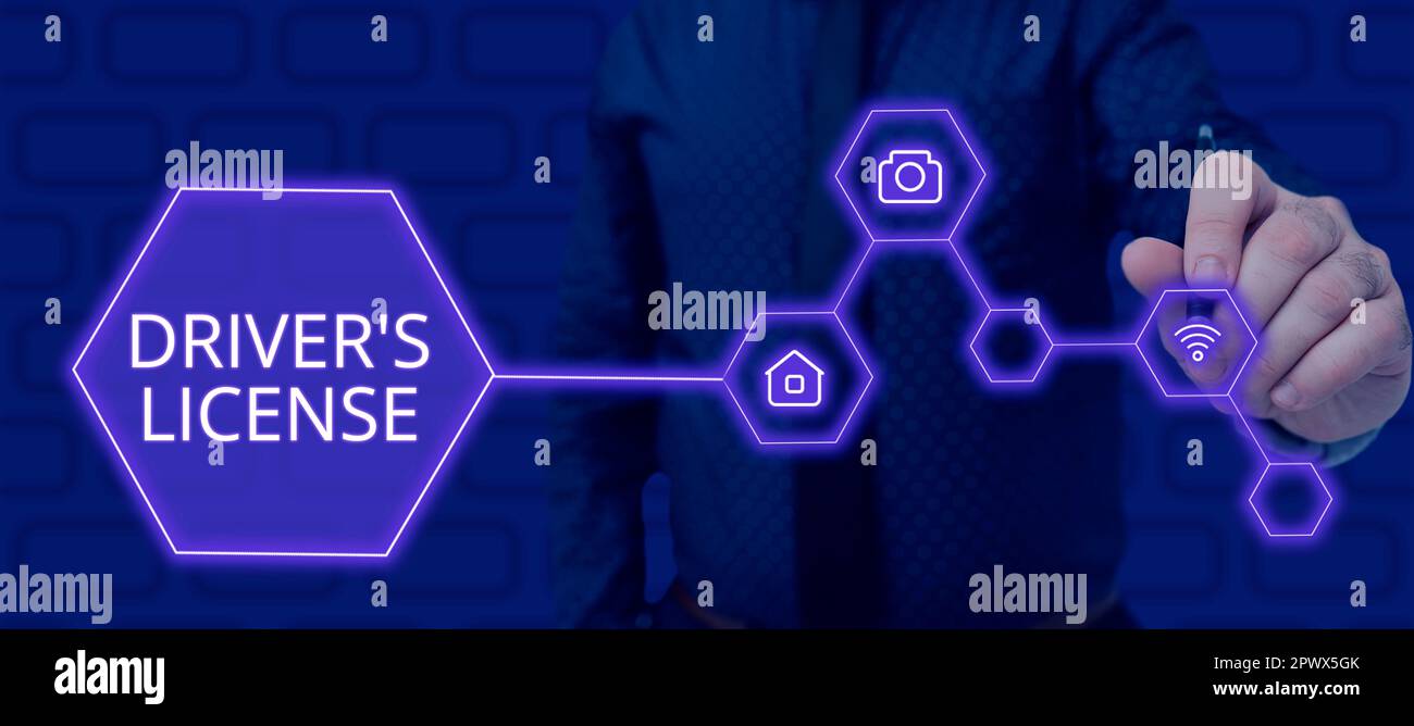 Text caption presenting Driver's License, Business concept a document ...