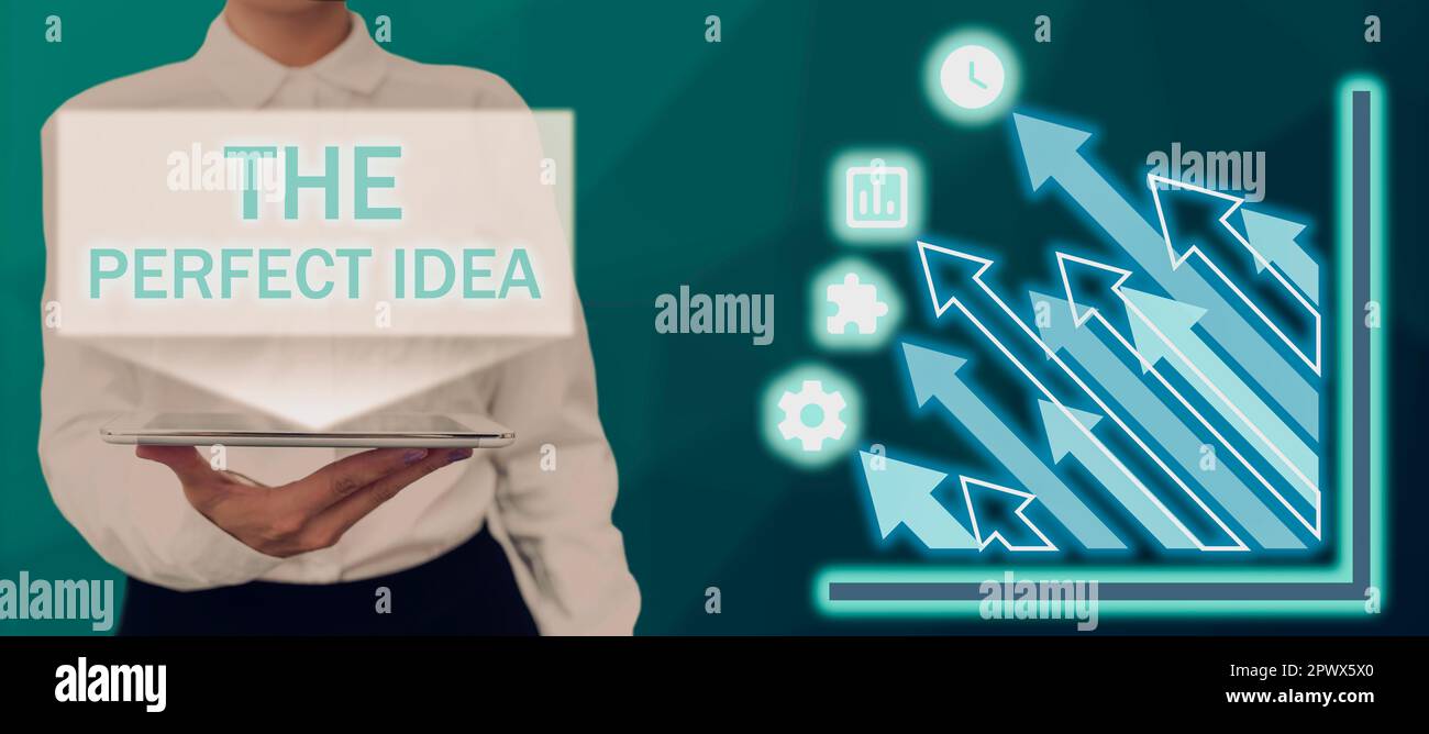 Sign displaying The Perfect Idea, Conceptual photo Exceptional thought ...