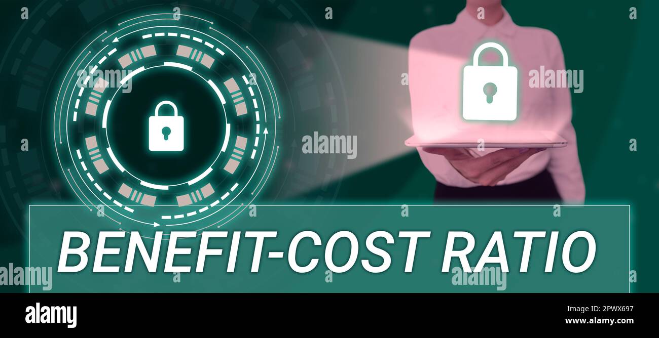 Text caption presenting Benefit Cost Ratio, Business approach ...