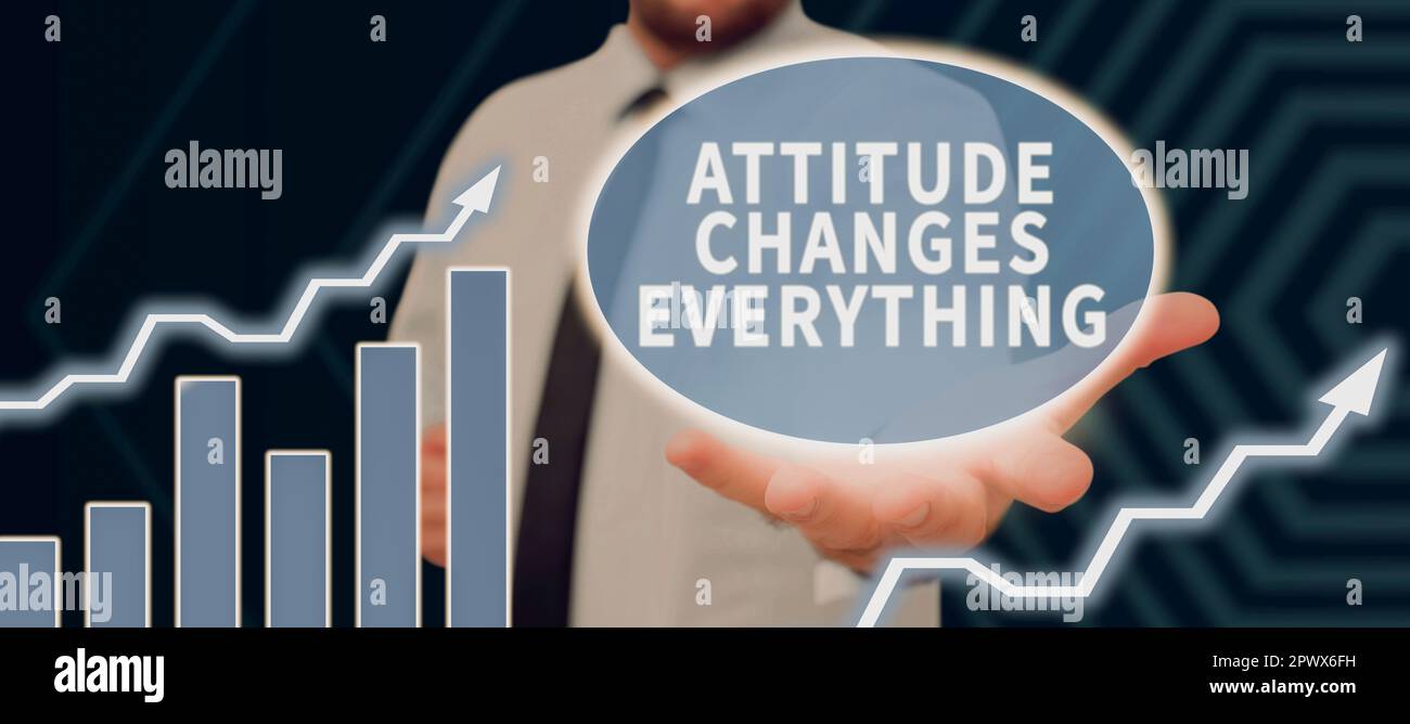 Conceptual caption Attitude Changes Everything, Business concept ...