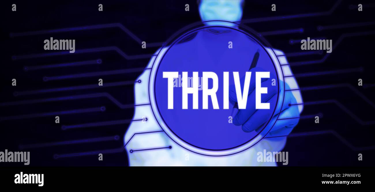 Handwriting text Thrive, Business showcase Think positively Continue to ...
