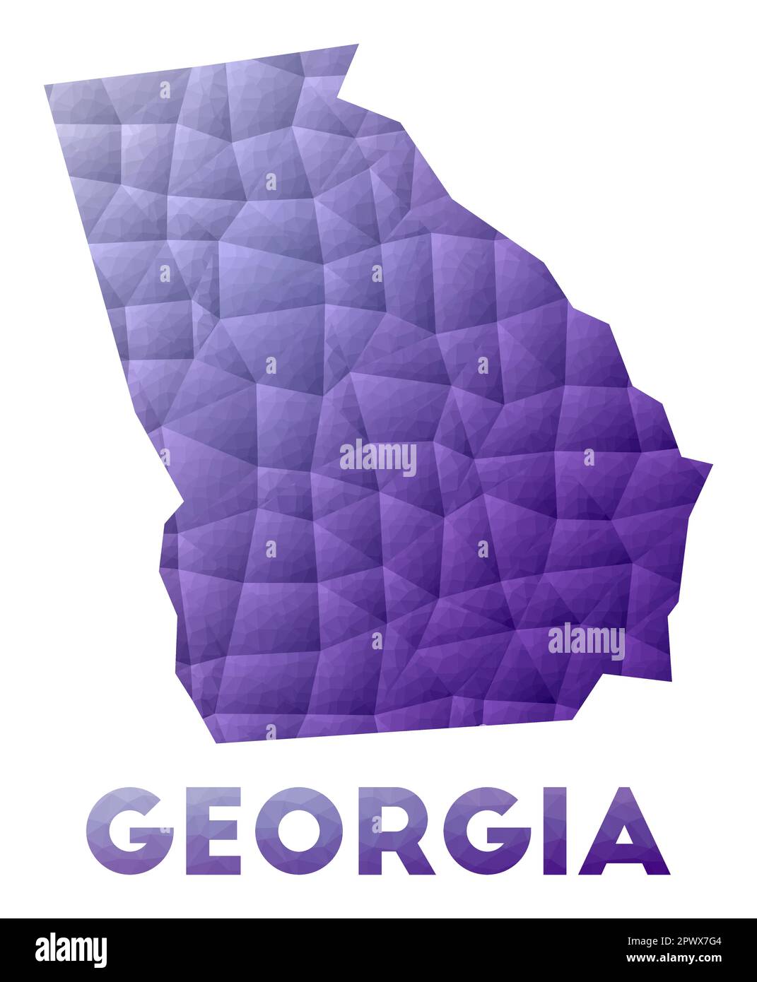 Map of Georgia. Low poly illustration of the US state. Purple geometric ...