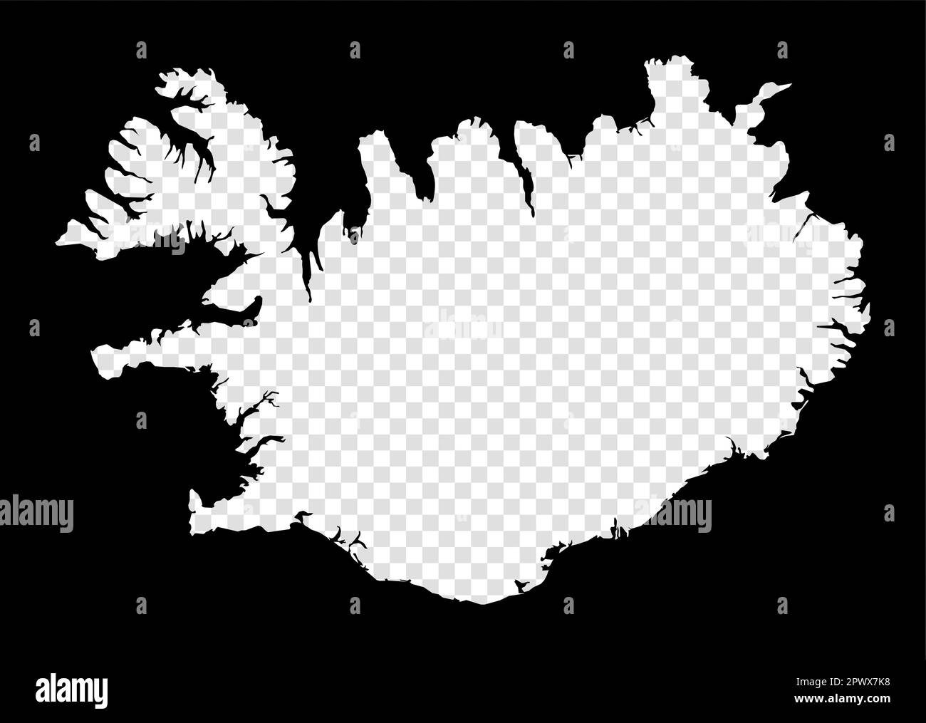 Stencil map of Iceland. Simple and minimal transparent map of Iceland ...
