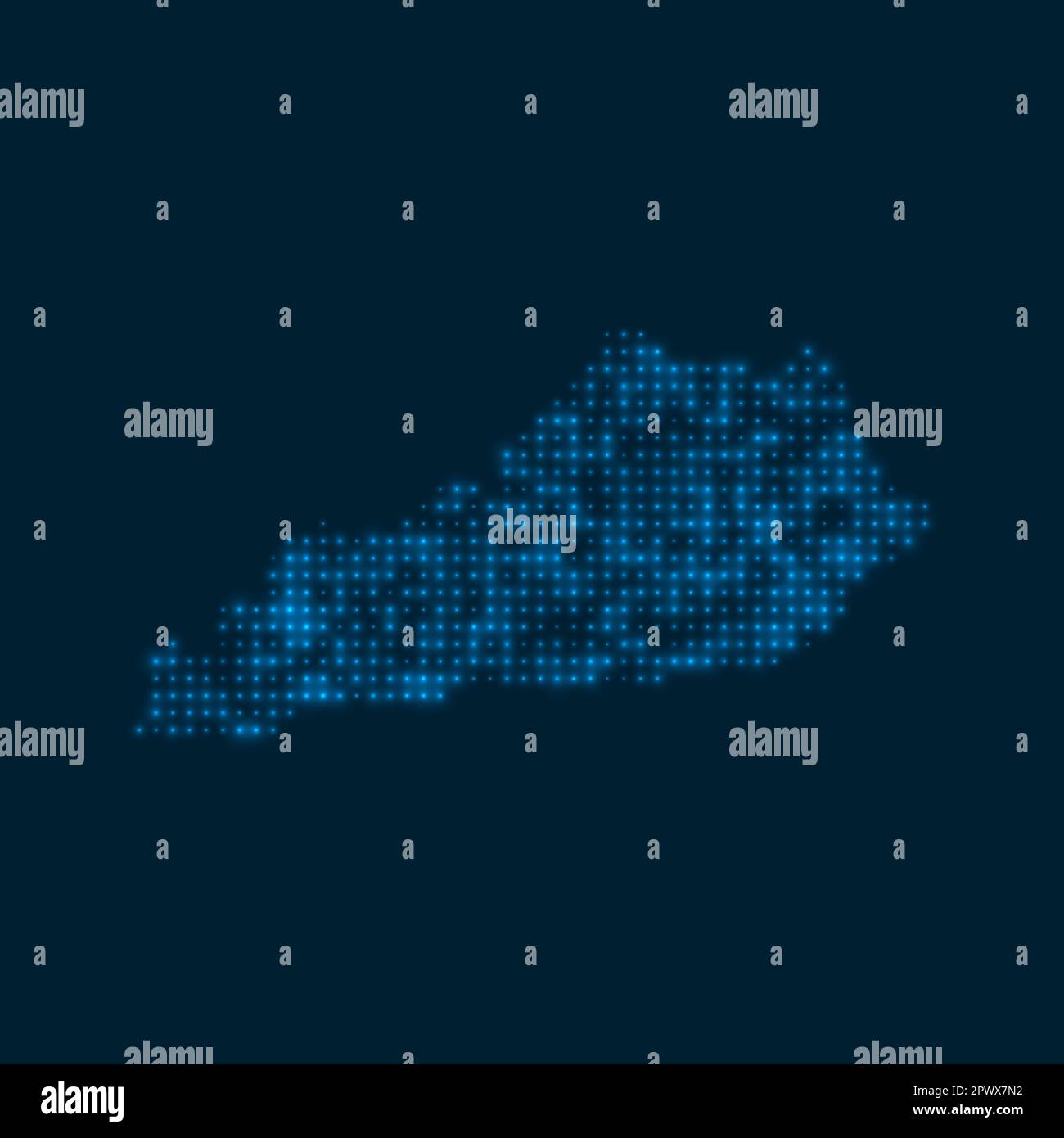 Kentucky dotted glowing map. Shape of the US state with blue bright ...