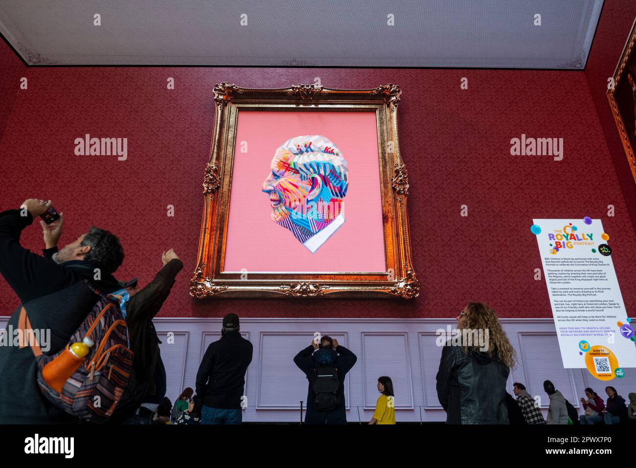 London, UK. 1 May 2023. People view 'The Royally Big Portrait', a giant ...