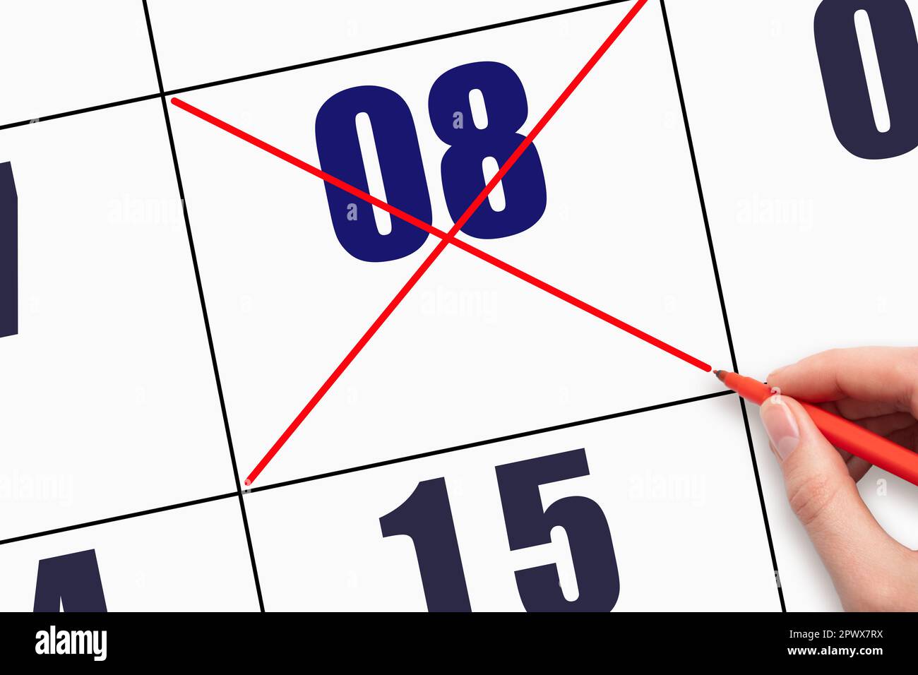 8th day of the month. Hand writing text calendar date. Design layout of ...