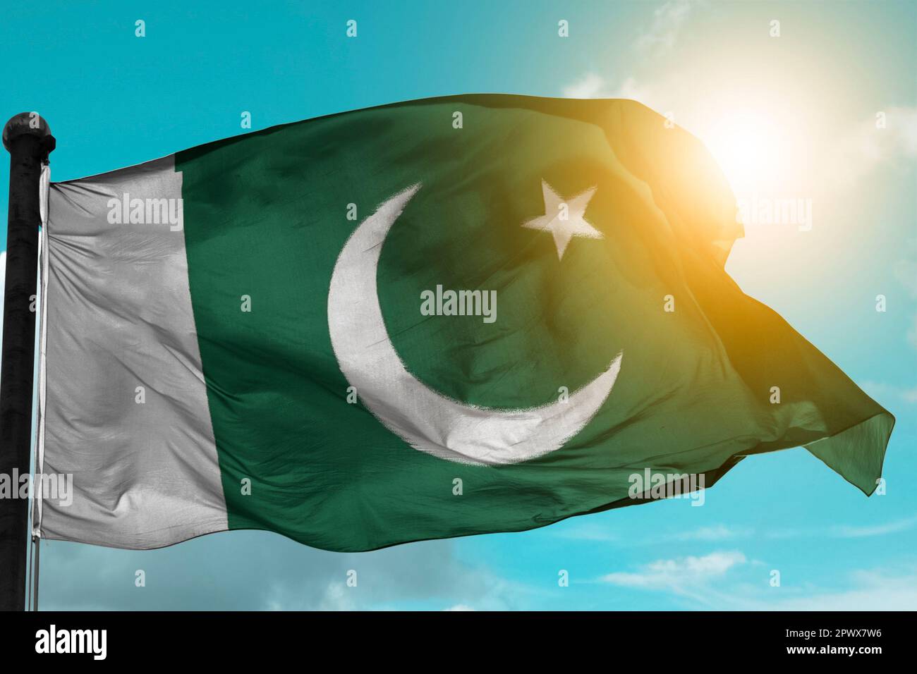 Pakistani flag in sky Stock Photo - Alamy