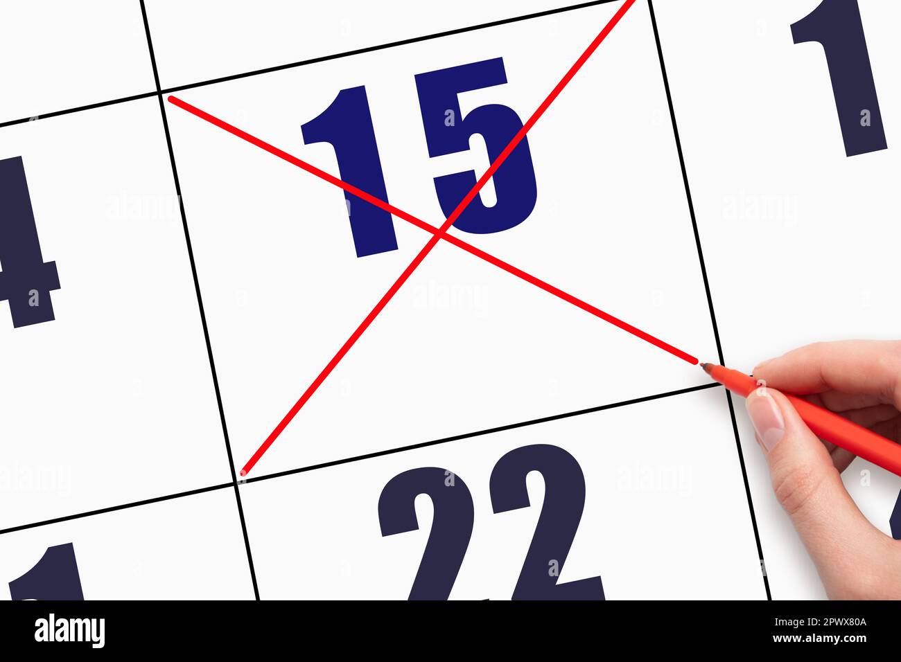 15th day of the month. Hand writing text calendar date. Design layout ...