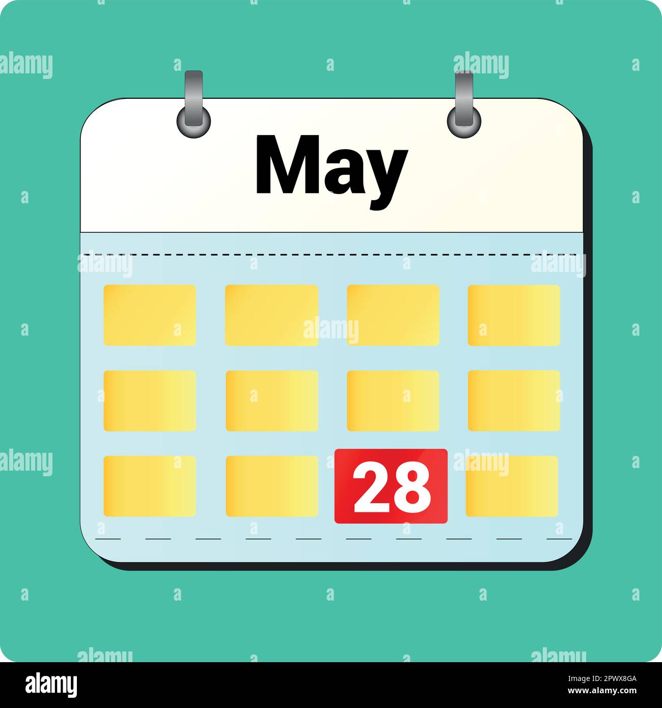 calendar vector drawing, date May 28 on the page Stock Vector Image ...