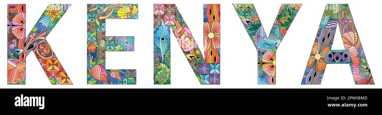 Vector word KENYA. Hand-painted art design. Illustration for t -shirt ...