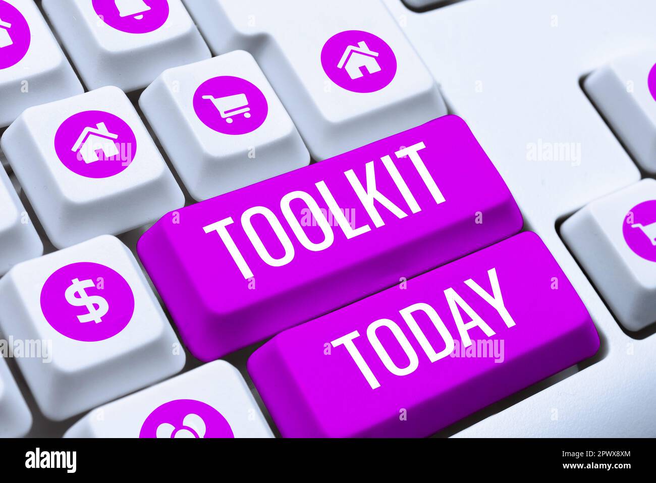 Sign displaying Toolkit, Word Written on set of tools kept in a bag or ...