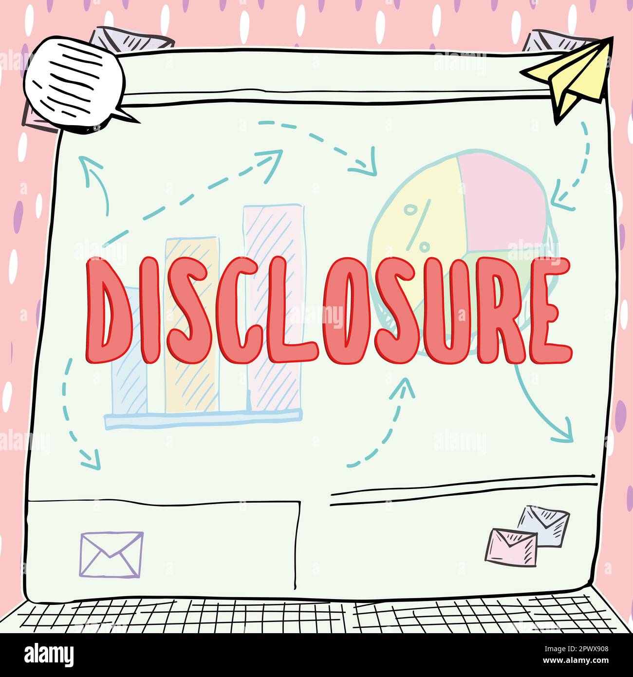 Handwriting text Disclosure, Word for The action of making New or ...