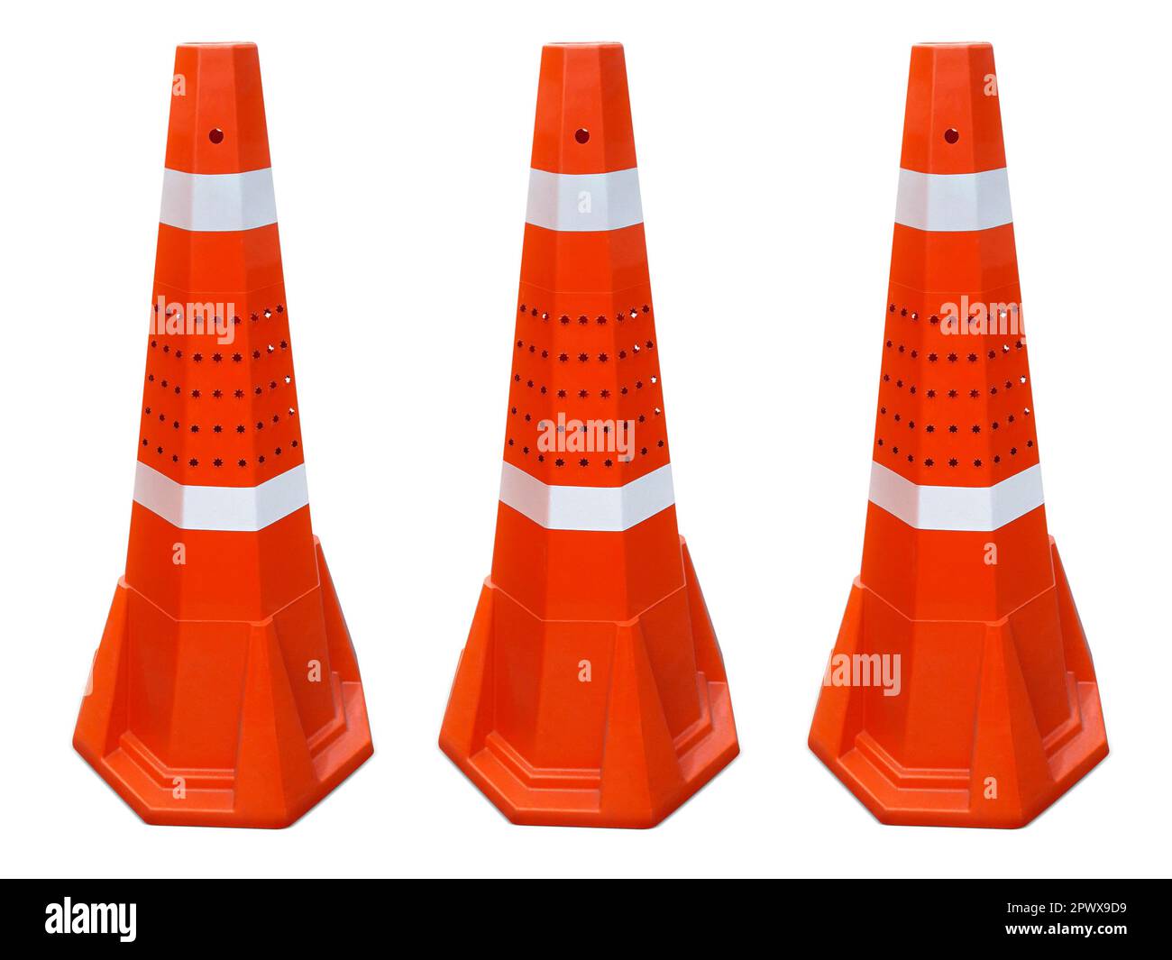 Traffic cone on the sidewalk isolated on white background Stock Photo ...