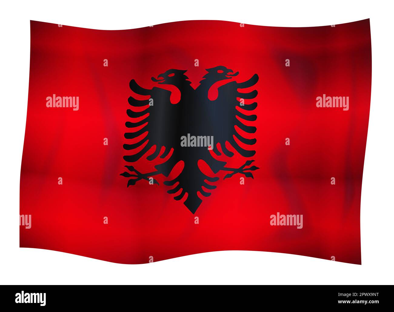 The flag of Albania with national emblem fluttering Stock Photo - Alamy