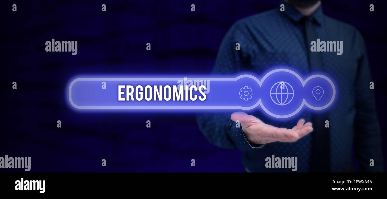 Conceptual caption Ergonomics, Business showcase fitting or designing a ... Conceptual caption Ergonomics, Business showcase fitting or designing a ...