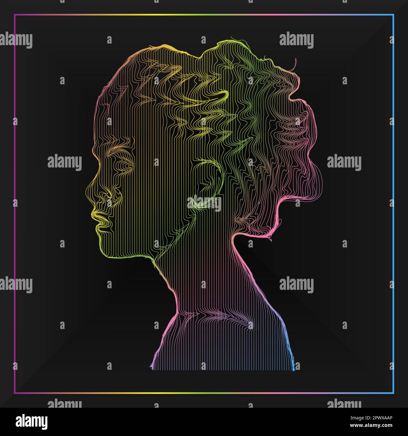 Creative gradient silhouette of a girl. Template for interior, print ...