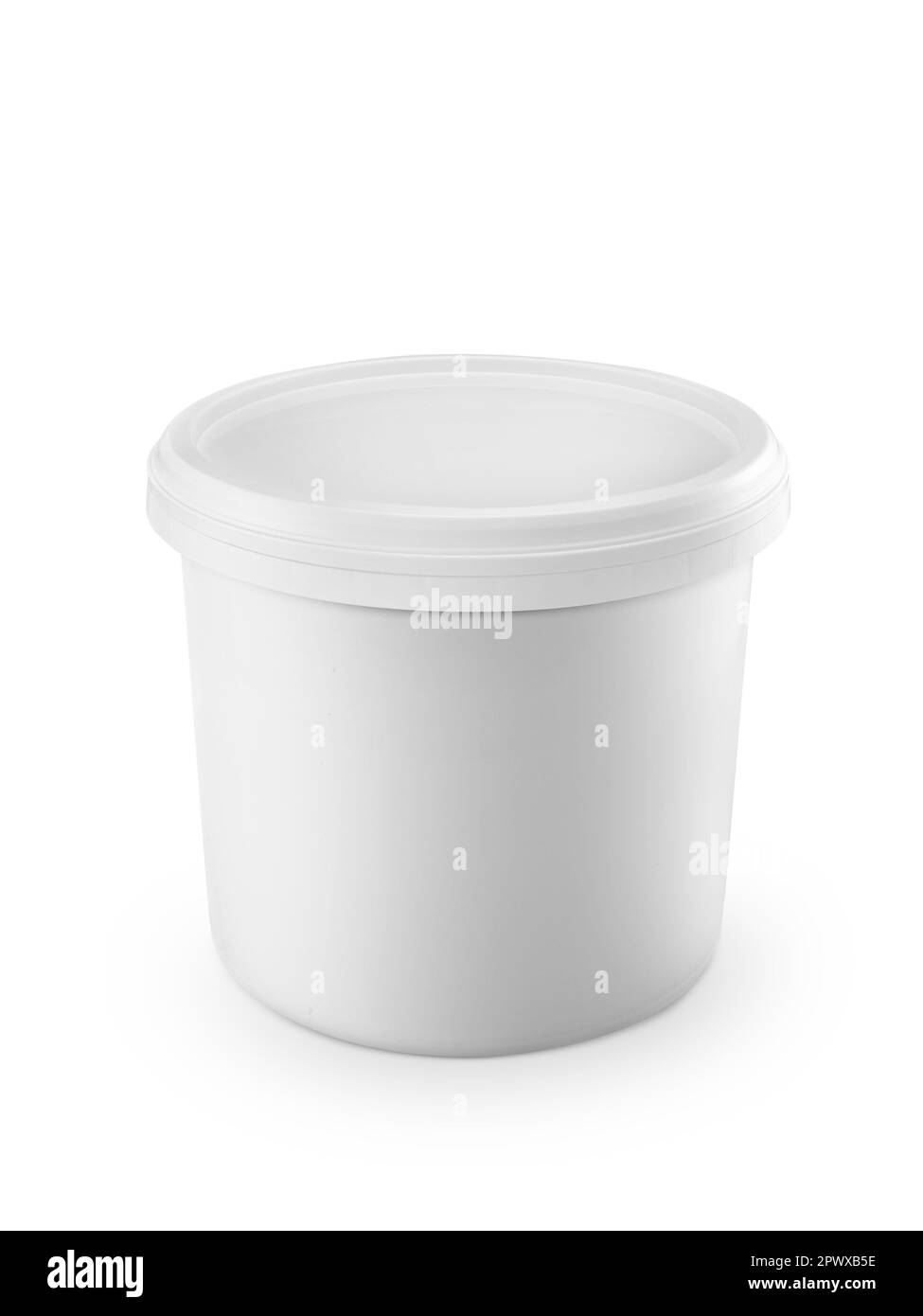 White plastic bucket isolated on a white background Stock Photo - Alamy