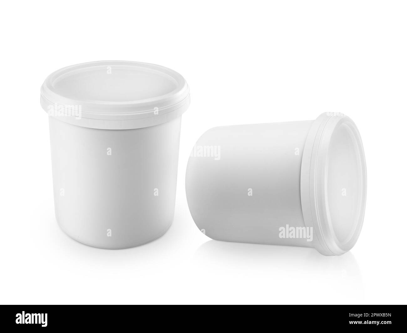 White plastic bucket isolated on a white background Stock Photo - Alamy