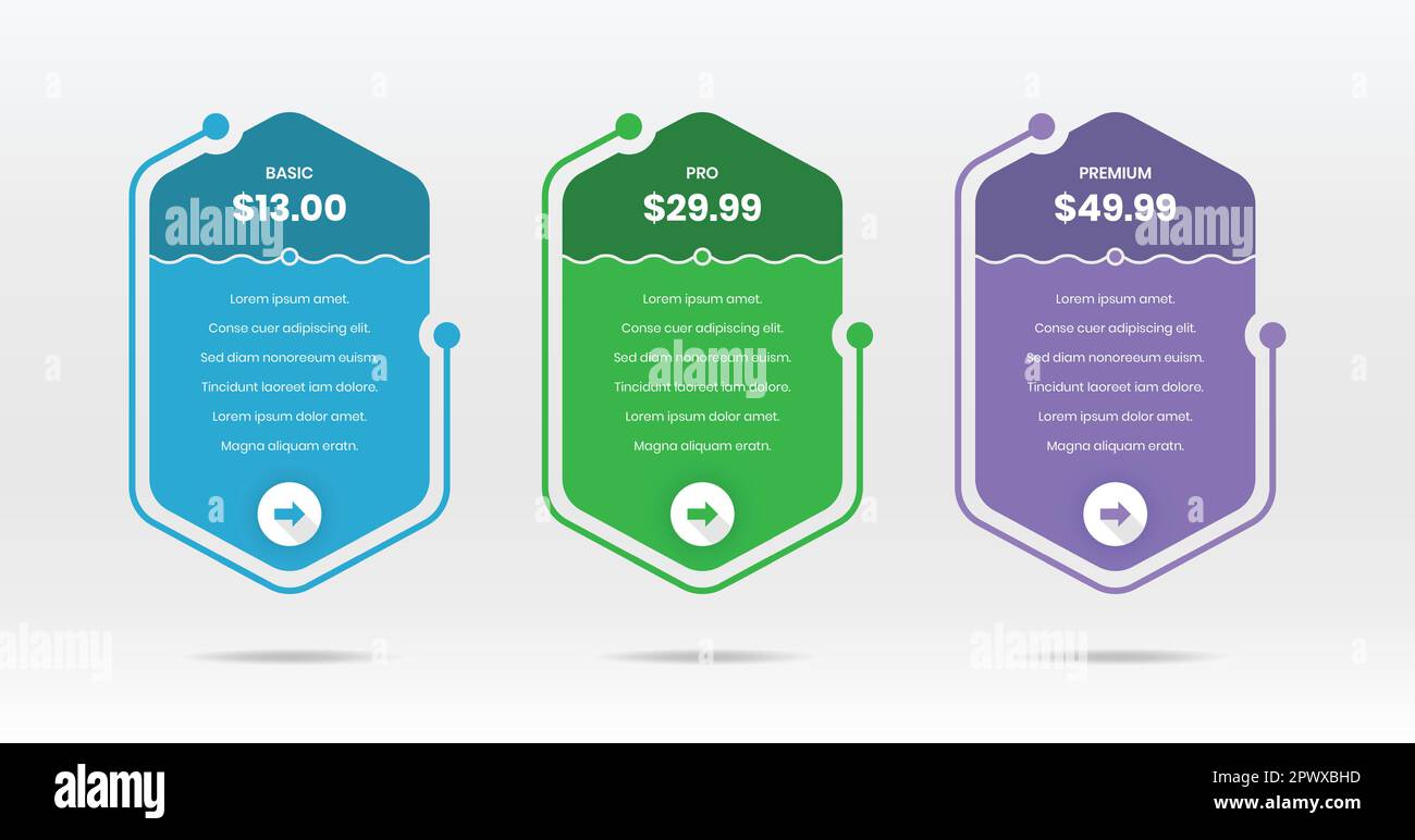 Simple price and plan comparison list with abstract shapes Stock Vector ...