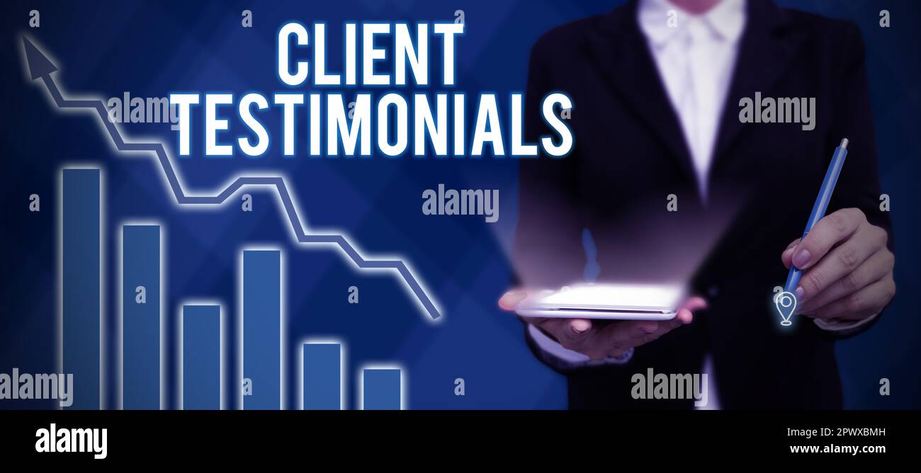 Sign displaying Client Testimonials, Business concept Written ...