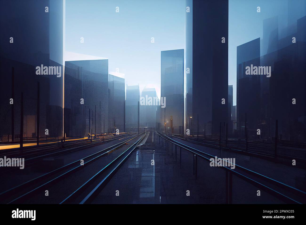 Megapolis infrastructure with modern skyscraper buildings. 3D ...