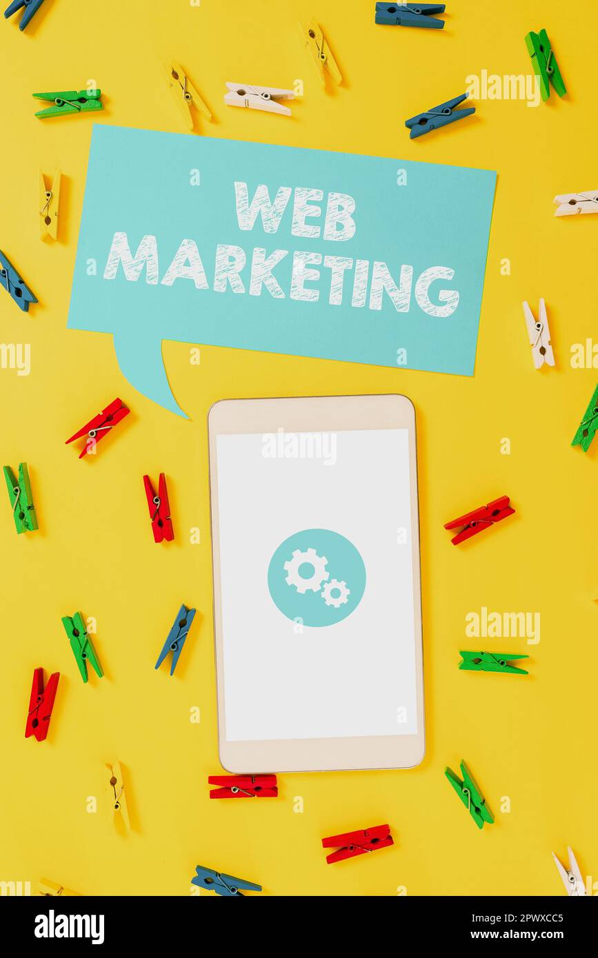 Hand writing sign Web Marketing, Business concept Electronic commerce ...