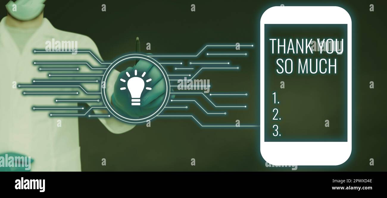 Writing displaying text Thank You So Much, Concept meaning Expression of Gratitude Greetings of ...