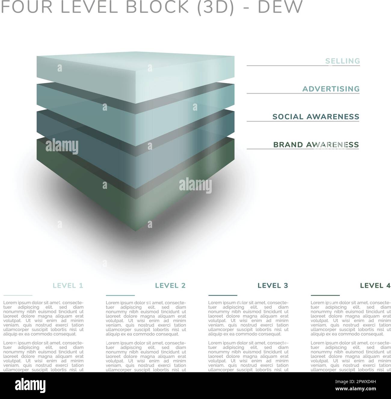 Four level block (3D) - morning dew colors Stock Vector Image & Art - Alamy