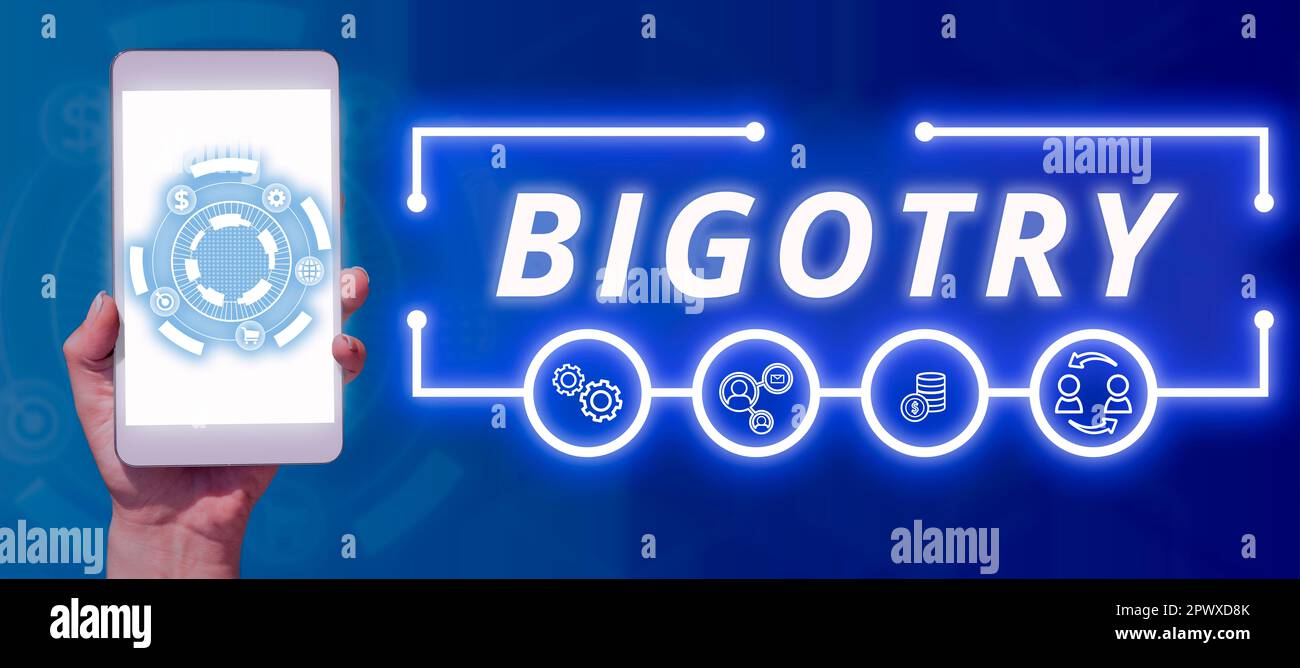 Writing displaying text Bigotry, Business concept obstinate or ...