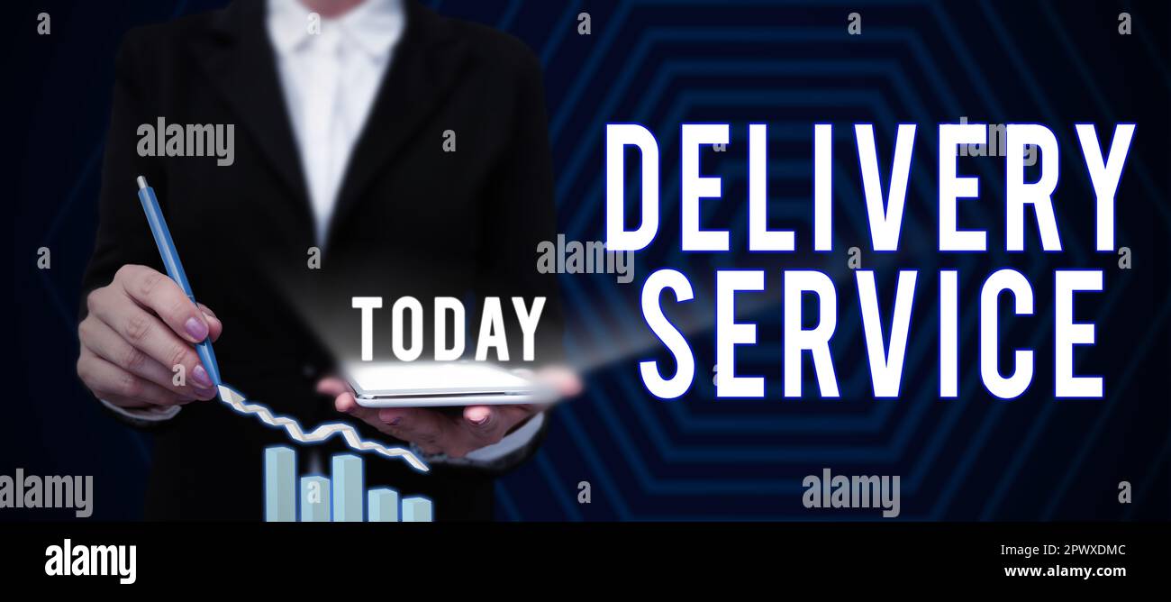 Writing displaying text Delivery Service, Internet Concept the act of providing a delivery ...