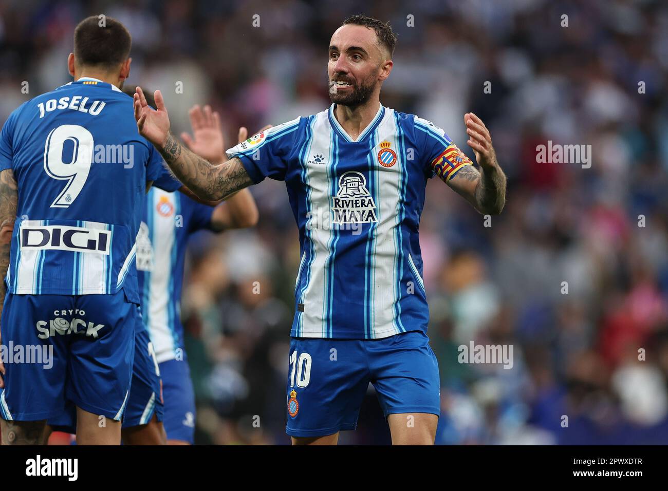 BARCELONA, SPAIN - APRIL 30: Sergi Darder of RCD Espanyol celebrates ...