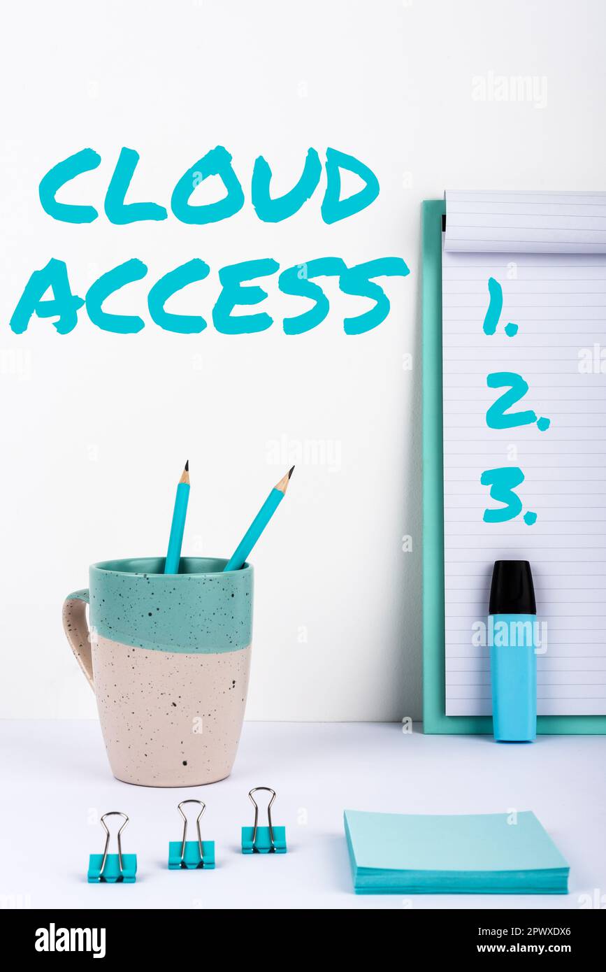 Text caption presenting Cloud Access, Internet Concept Software tool between the organization ...
